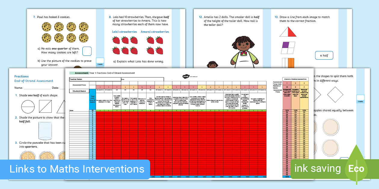 👉 Year 1 Fractions End-of-Stand Assessment | Twinkl