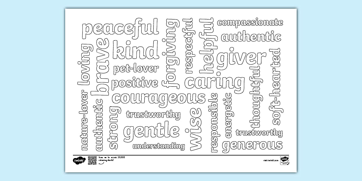Editable Kind Words Mindfulness Colouring Page - Twinkl