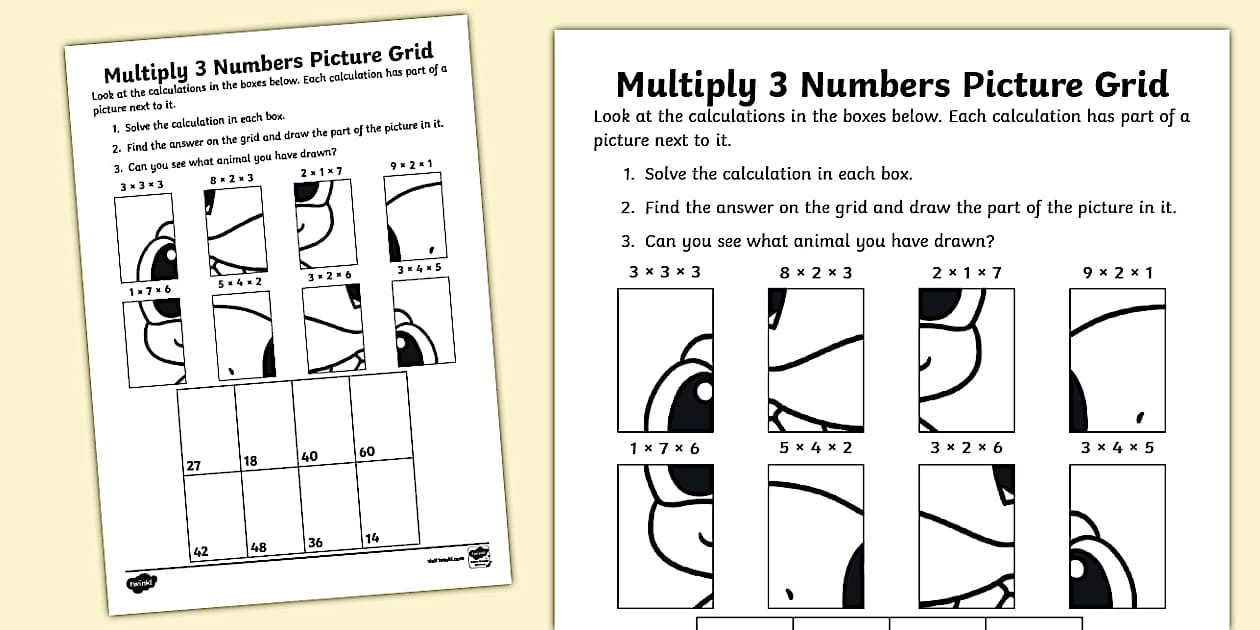 👉 Multiply 3 Numbers Picture Grid - KS2 - Twinkl
