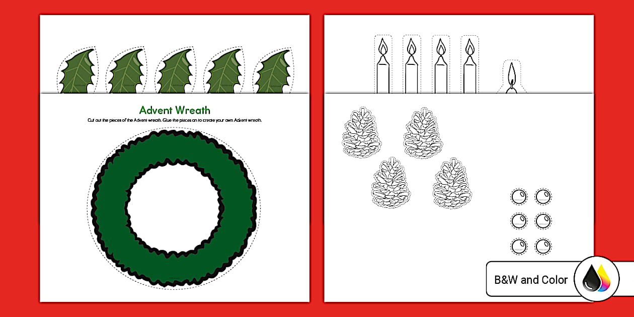 Advent Wreath Cut and Paste Craft (teacher made) - Twinkl