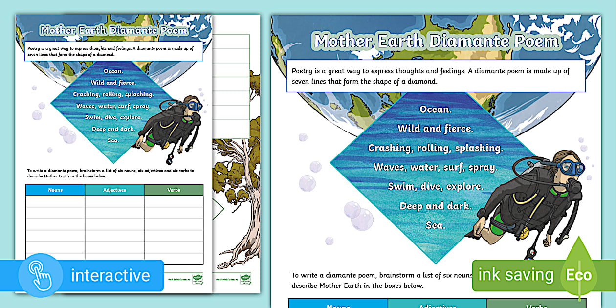Mother Earth Diamante Poem Template