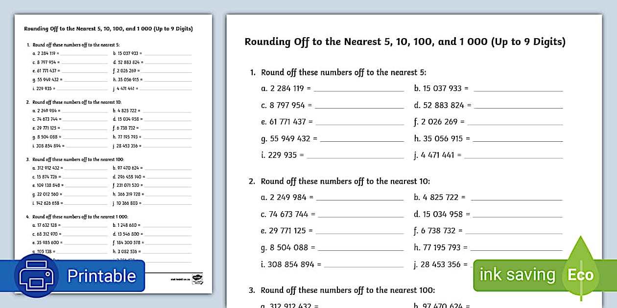 Rounding Off Worksheets Grade 6 - Twinkl South Africa