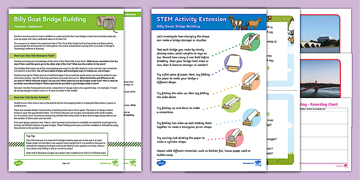 Billy Goats Bridge Building STEM Resource Pack - Twinkl