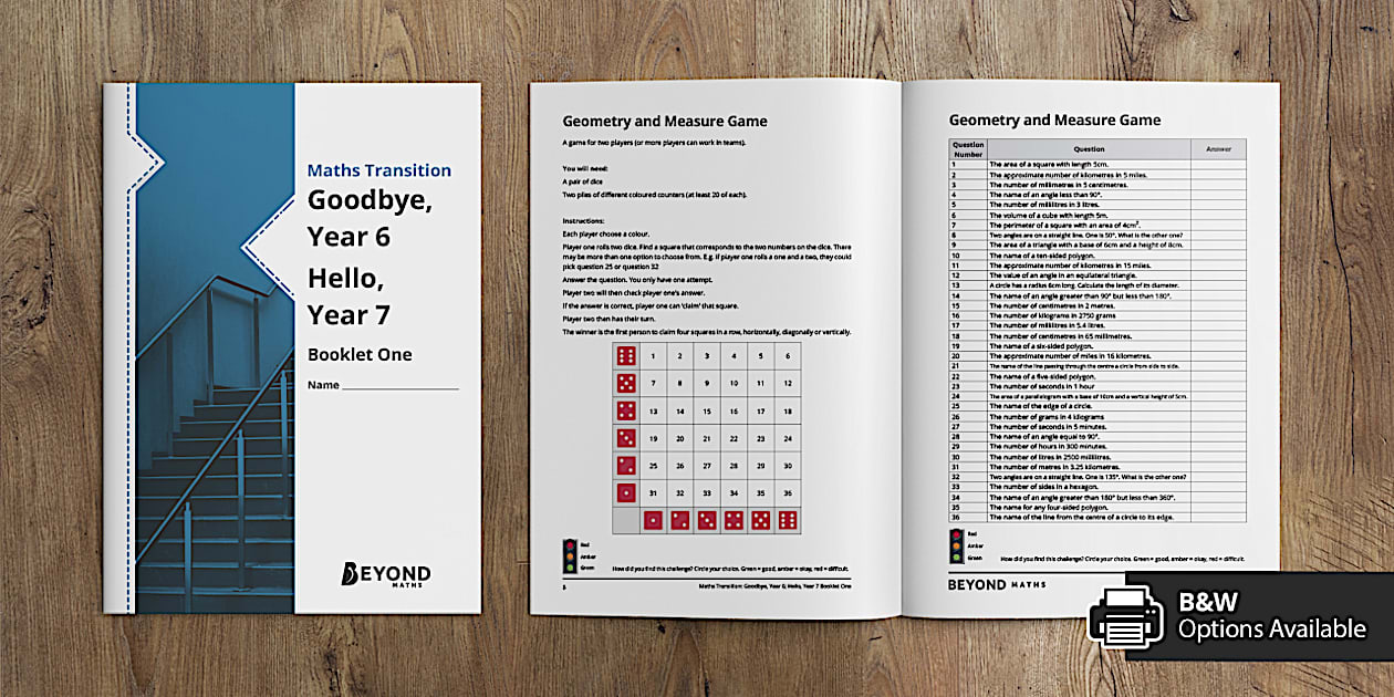 👉 Goodbye, Year 6; Hello, Year 7 Maths Transition Booklet 1
