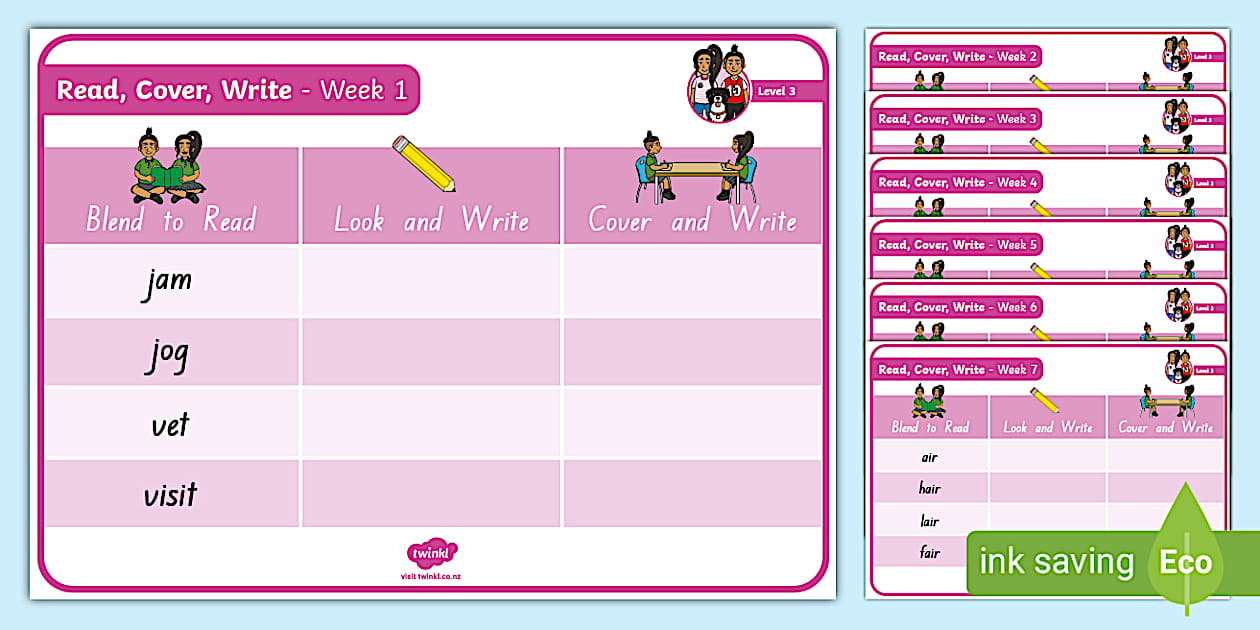 Level 3 Read, Cover, Write Activity Sheets Pack