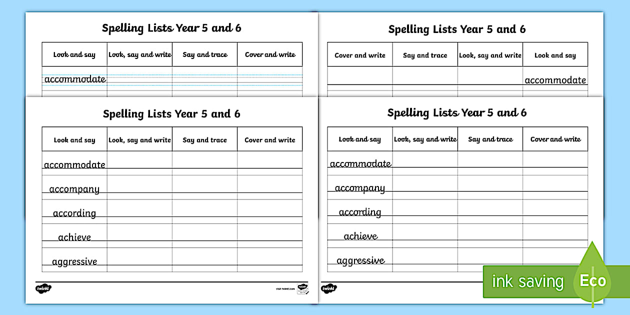 Spelling Test Words for Year 6 | Practice Resource Pack
