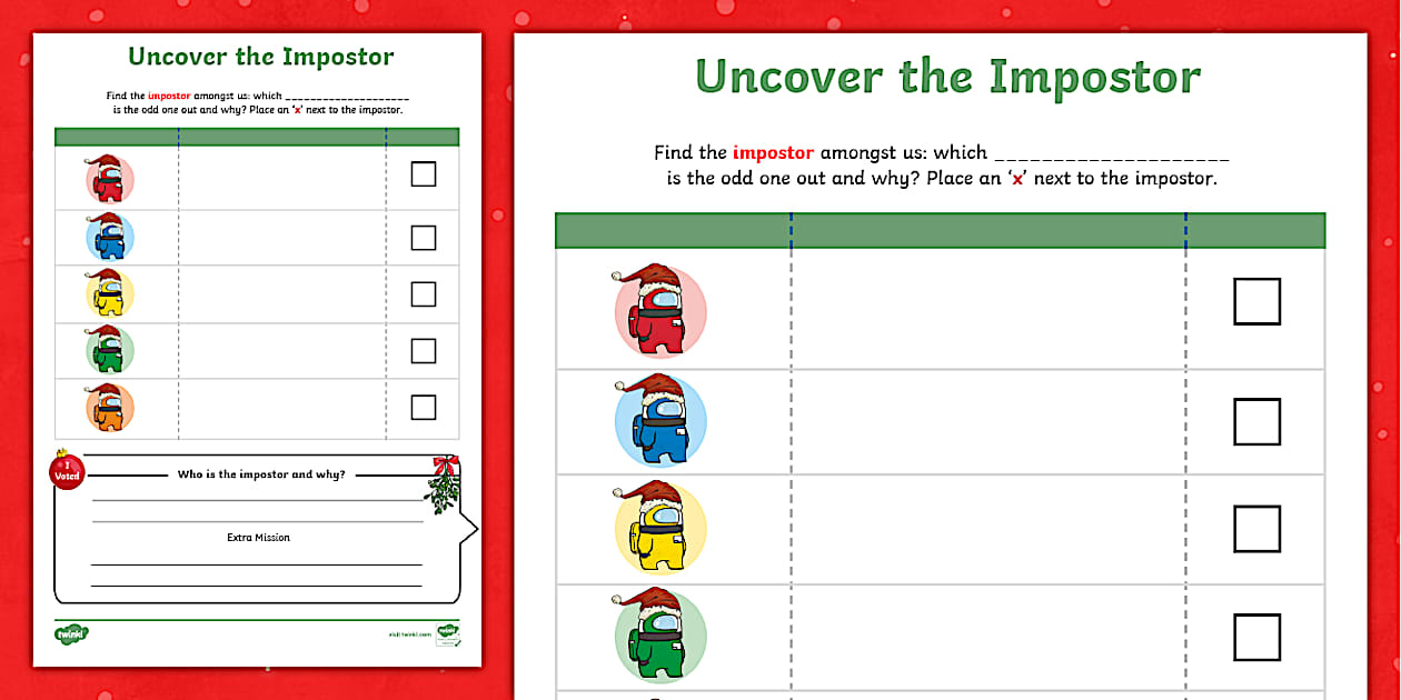 KS2 Uncover the Christmas Impostor Editable Worksheet