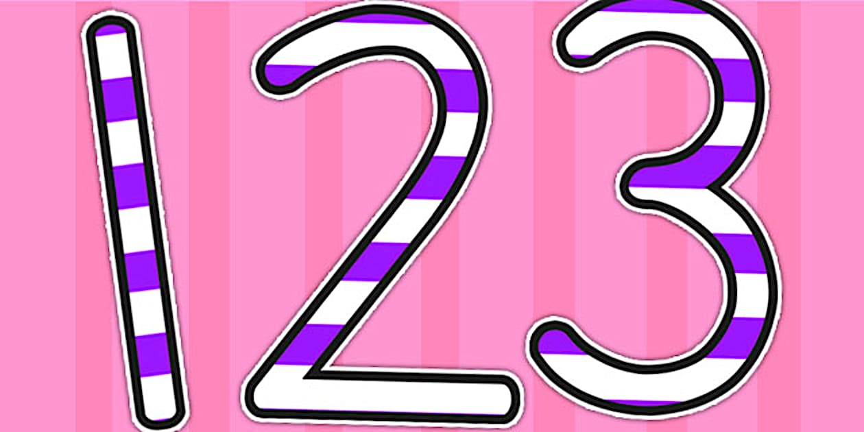 Stripey Purple Display Numbers (teacher made) - Twinkl