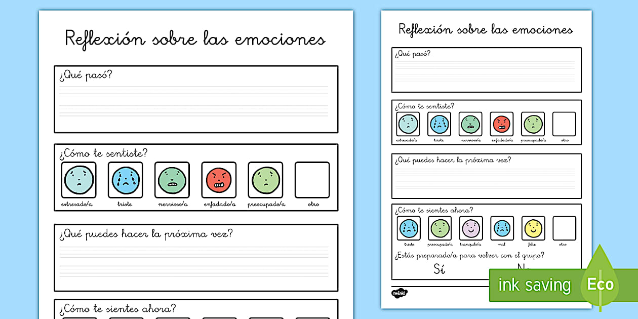 Ficha de actividad: Reflexión sobre las emociones - Twinkl
