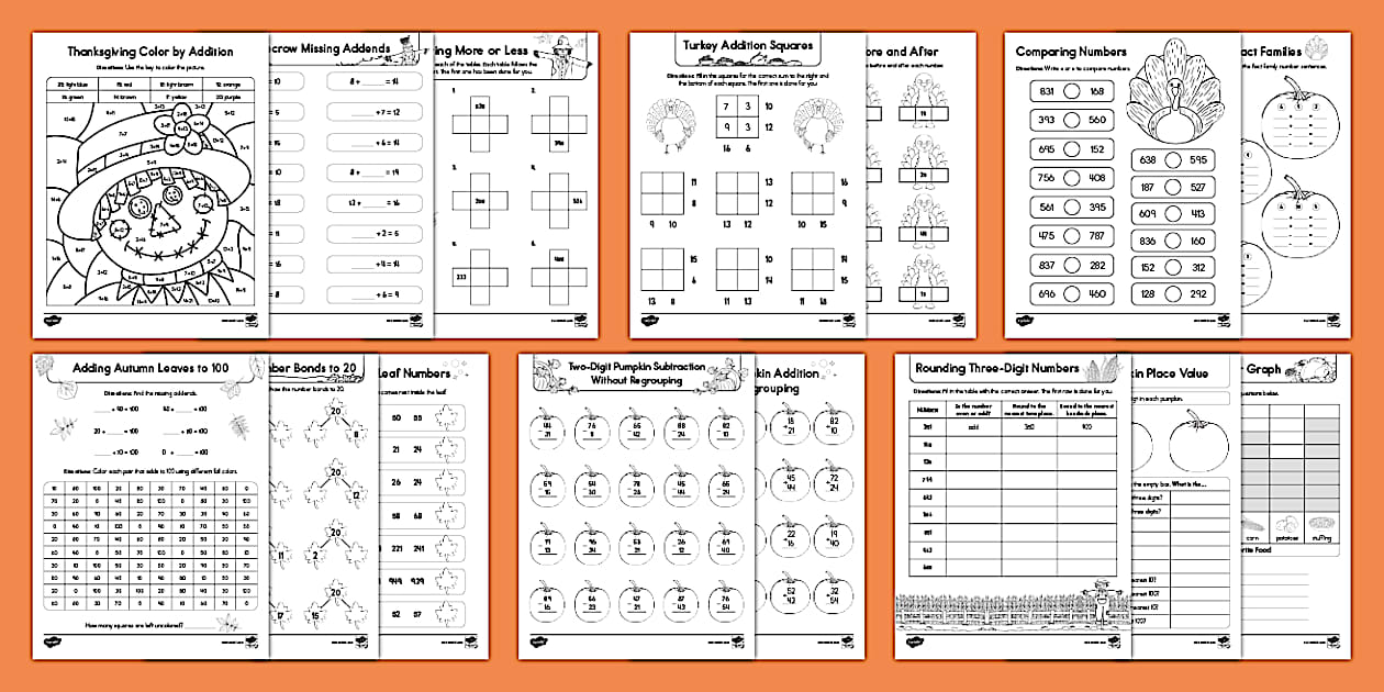 Thanksgiving Math Activities for 2nd Grade Pack | Twinkl USA