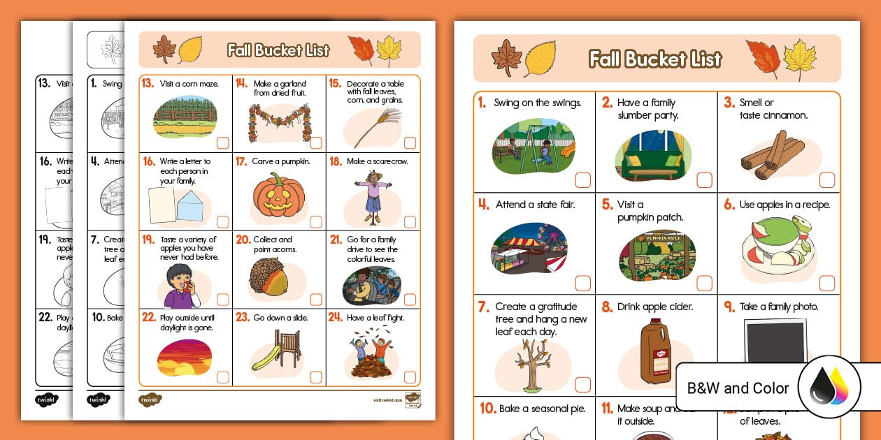 Fall Bucket List | Fall | Twinkl USA (teacher made) - Twinkl