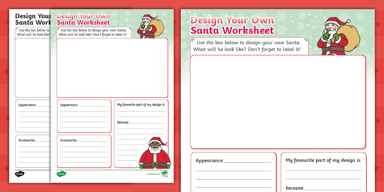 Design Your Own Santa Worksheet - Twinkl