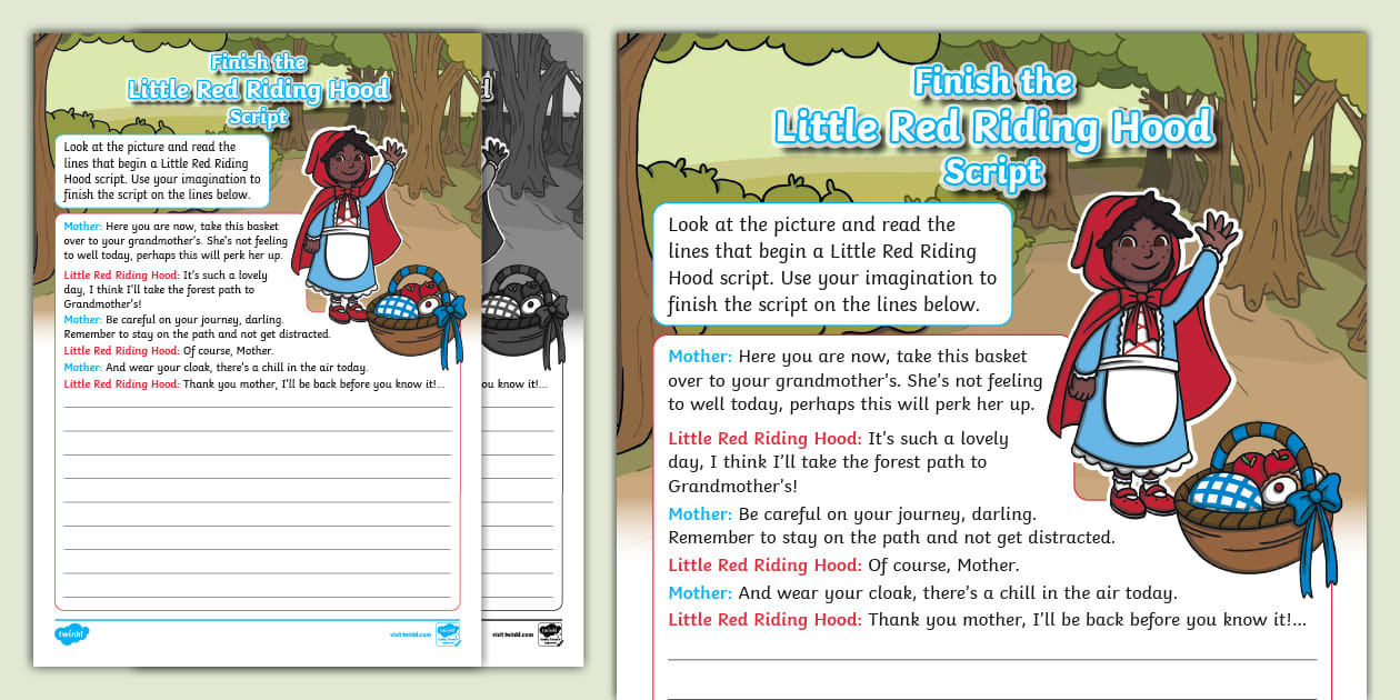 Finish the Little Red Riding Hood Script Writing Template