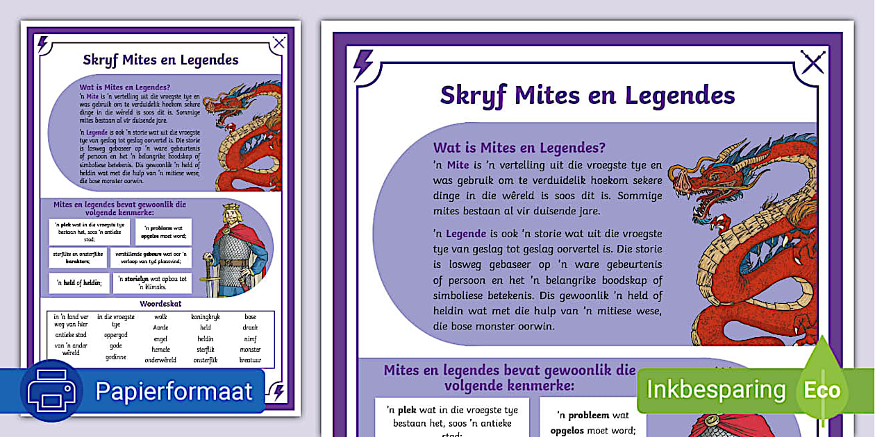 Riglyne vir die Skryf van Mites en Legendes - Twinkl