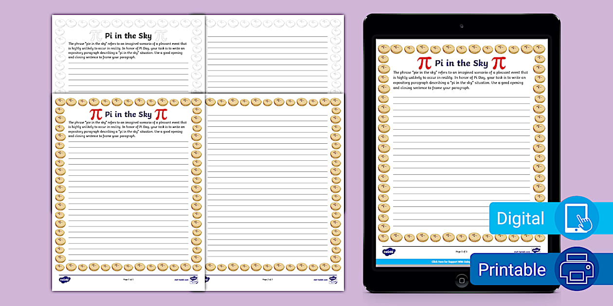 Pi in the Sky Writing Prompt Worksheet (l'enseignant a fait)