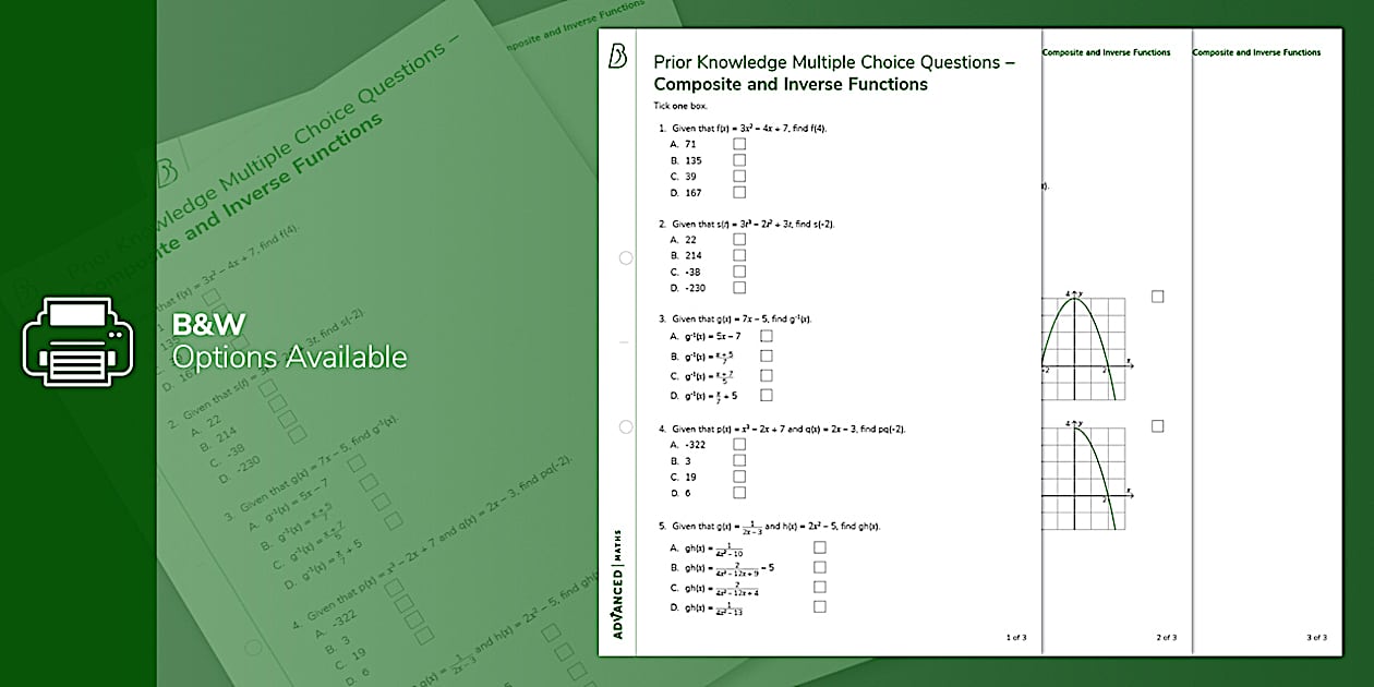 👉 Composite And Inverse Functions Prior Knowledge Quiz