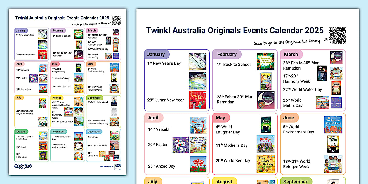 Twinkl Australia Originals 2025 Events Calendar