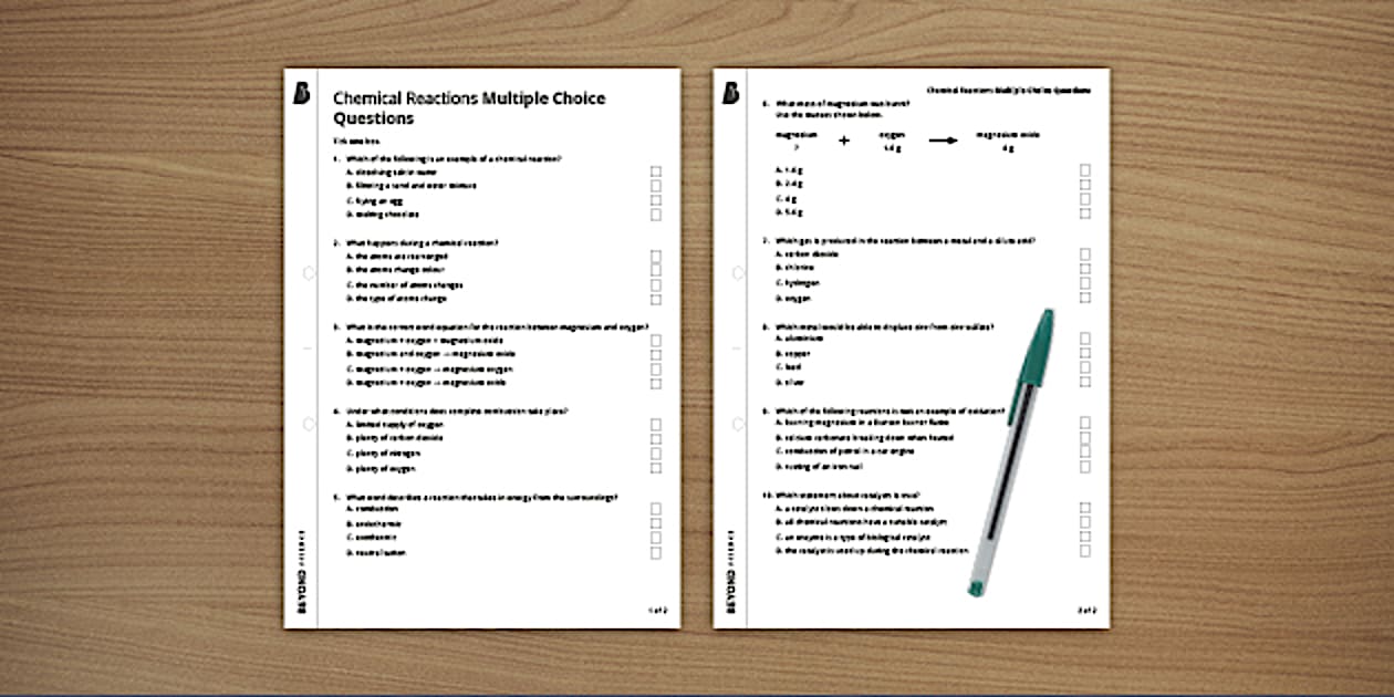 Chemical Reactions Multiple Choice Questions | KS3 Chemistry