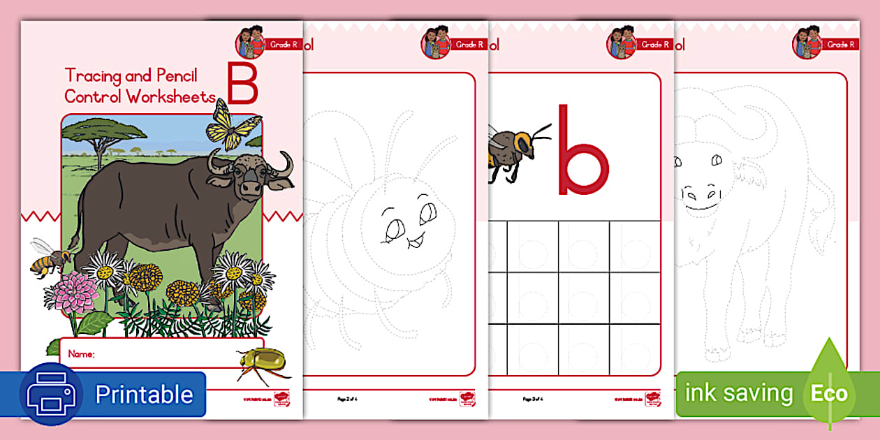 Gr. R Phonics Letter B Tracing and Pencil Control Worksheets