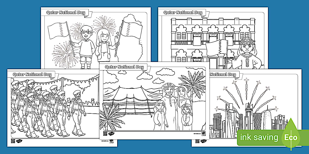 Qatar National Day Colouring Pages (Teacher-Made) - Twinkl