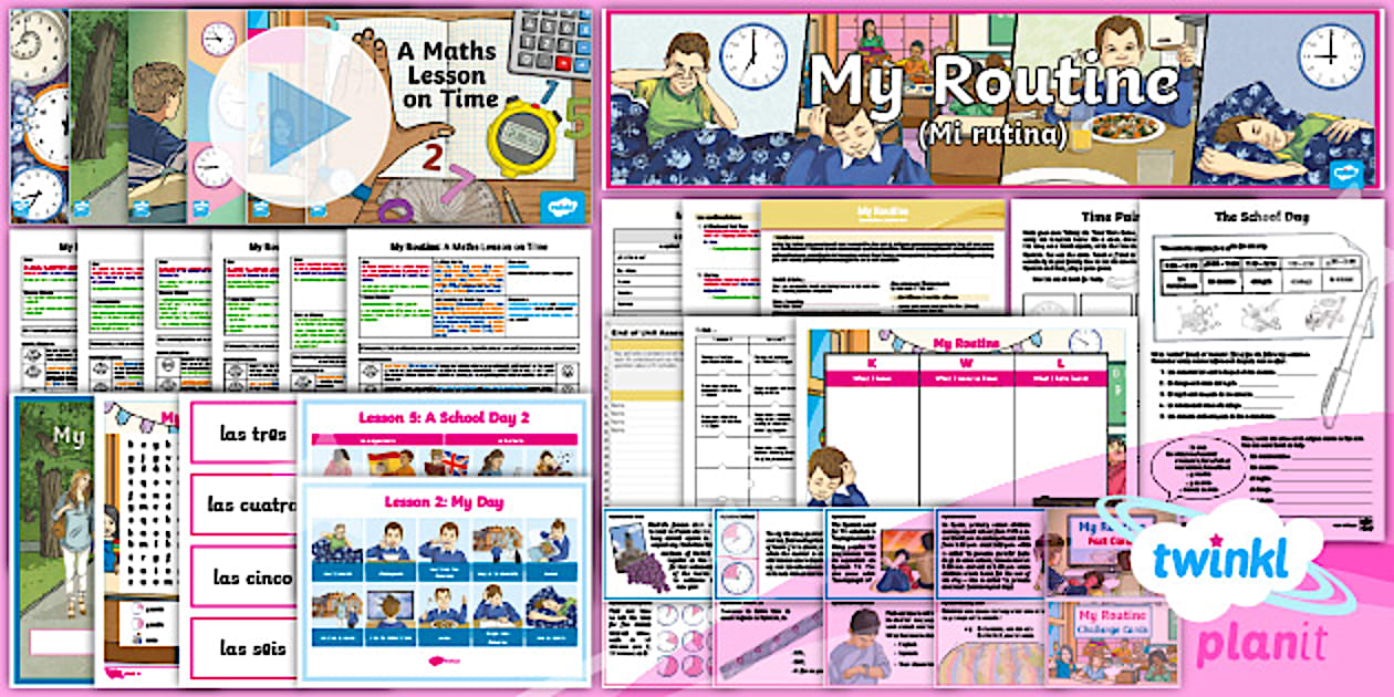 👉 PlanIt Year 4 Spanish Lesson Plans Pack: My Routine and Time