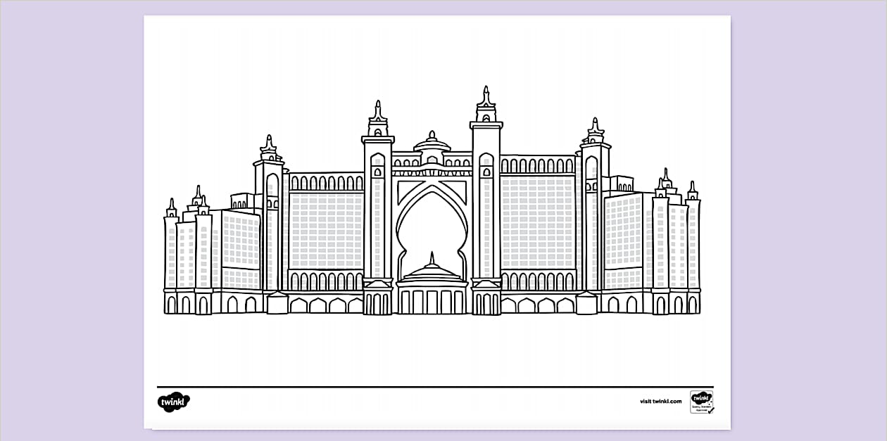 Atlantis Hotel Colouring Sheet (teacher made) - Twinkl