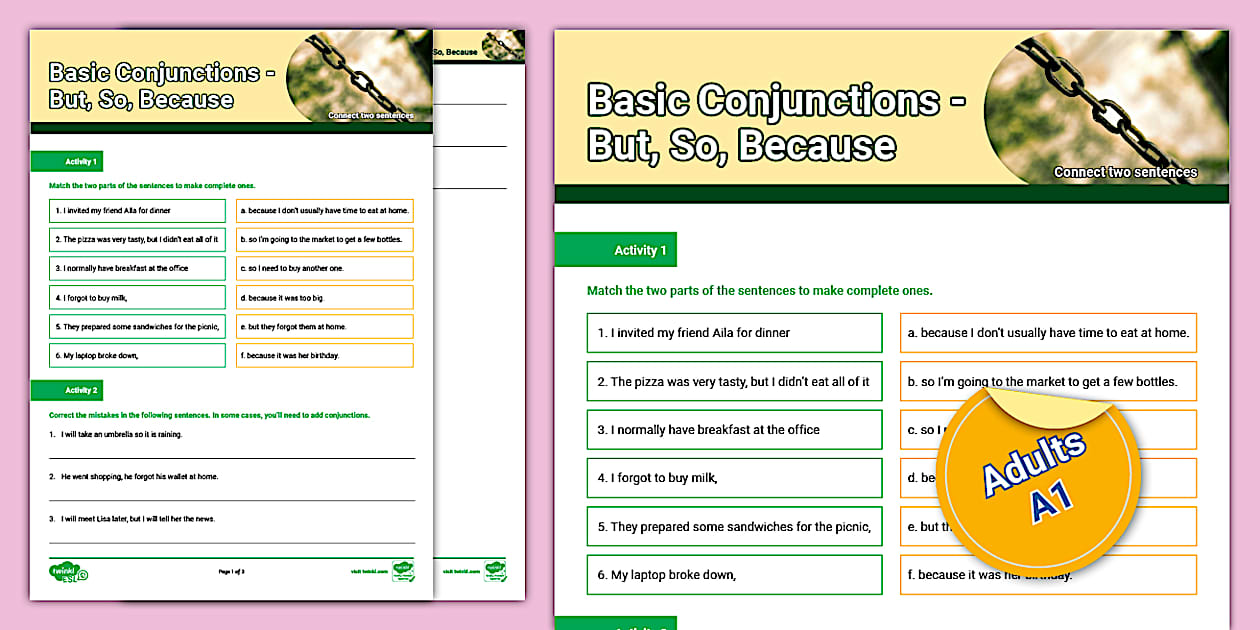 Basic Conjunctions (teacher made) - Twinkl