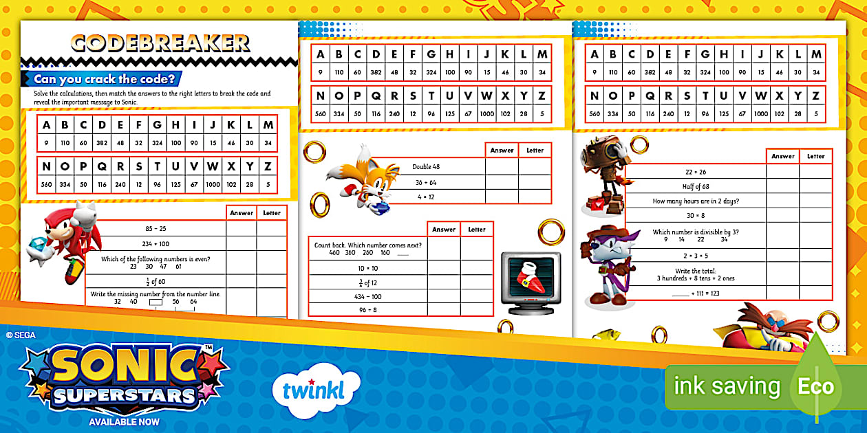 FREE! - 👉 Sonic: Codebreaker Activity [Ages 7-9] - Twinkl