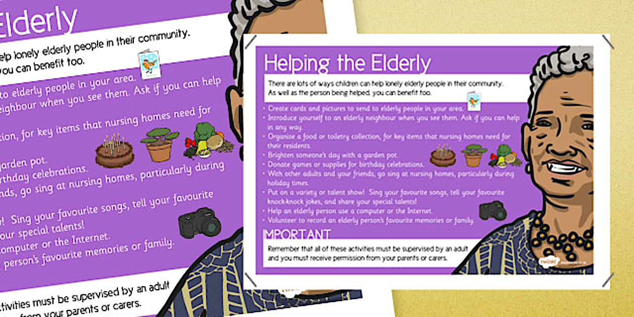 Helping the Elderly in Our Community Display Poster - Twinkl