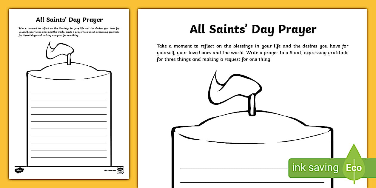 All Saints' Day Prayer Template (teacher made) - Twinkl