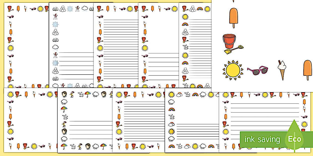 Editable Weather Themed Page Borders (teacher made) - Twinkl