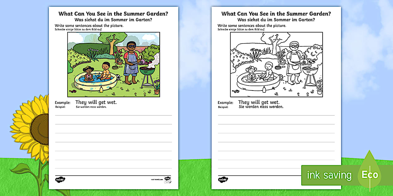 Summer Garden Writing Stimulus Picture English/German