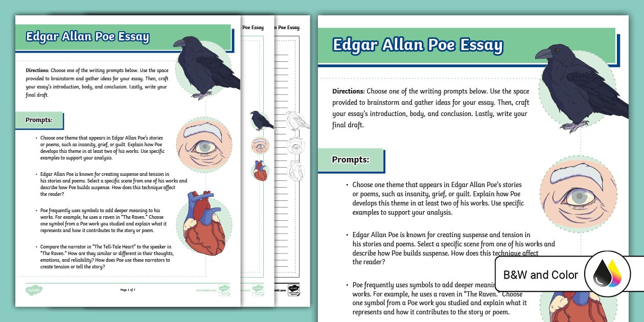 Edgar Allan Poe Essay Writing Activity for 6th-8th Grade