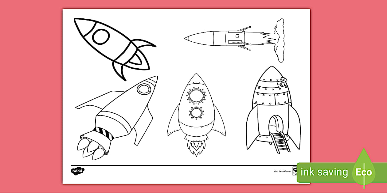 Rocket Doodle Colouring Page (teacher made) - Twinkl