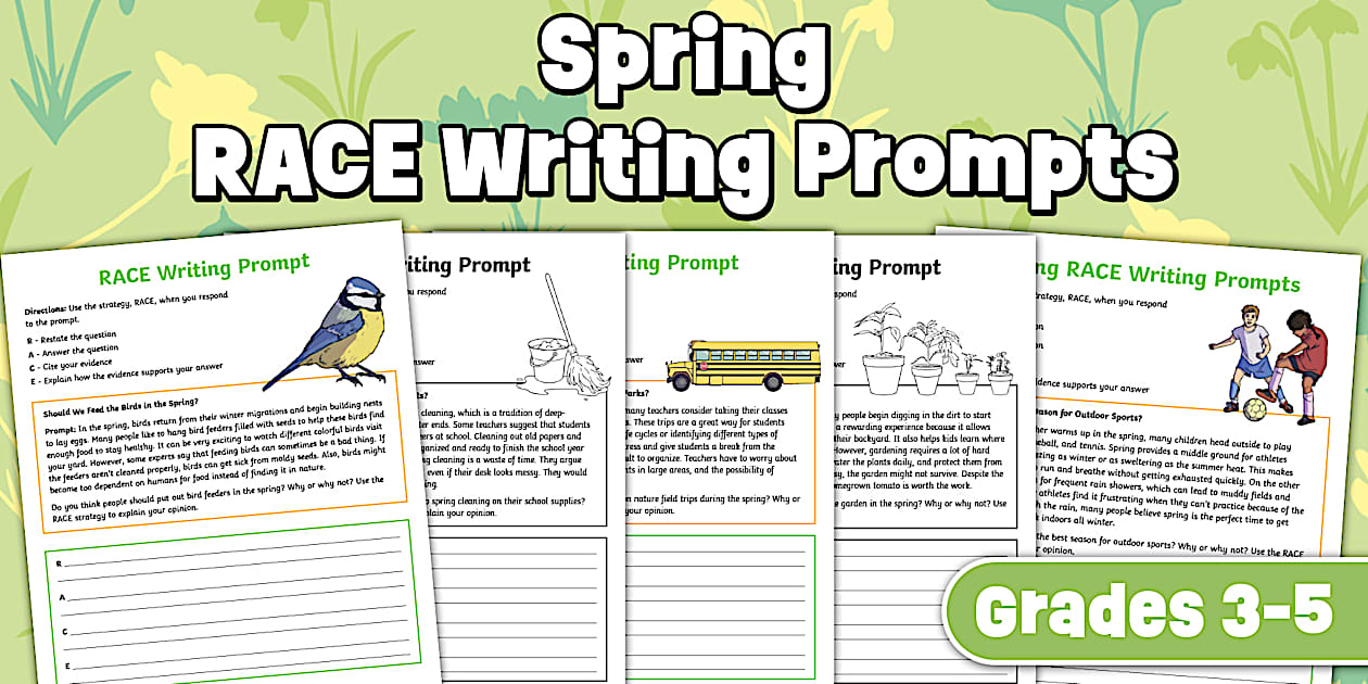 Spring RACE Writing Prompts for 3rd-5th Grade