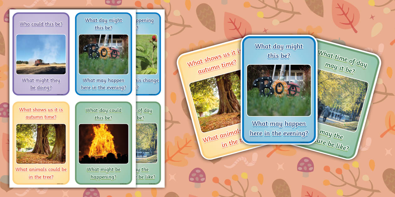 Autumn Season Inference Photo Cards (teacher made) - Twinkl