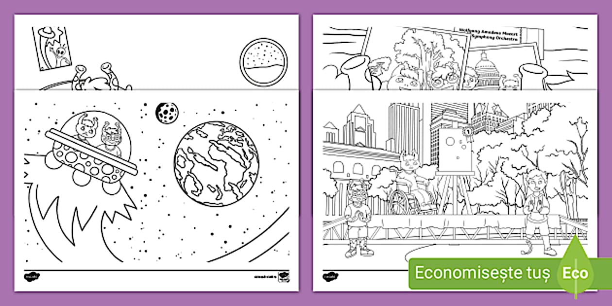 Tuxi și Yan în America – Pagini de colorat - Twinkl