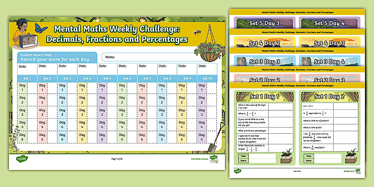Mental Maths Challenge: Decimals, Fractions, Percentages