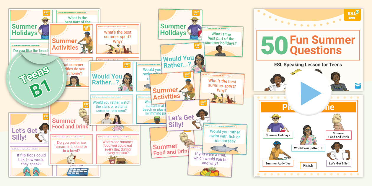 Summer ESL Questions Activity Pack (Lehrer gemacht) - Twinkl