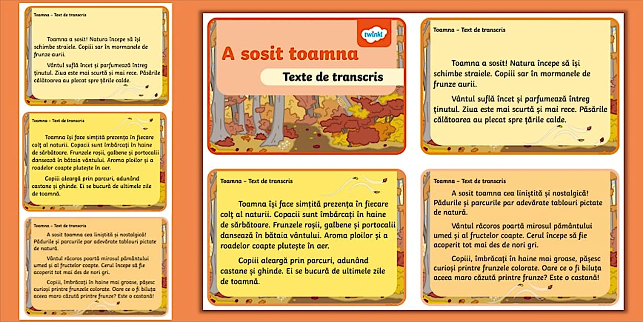 Toamna – Texte de transcris pentru clasa 1/I - Twinkl
