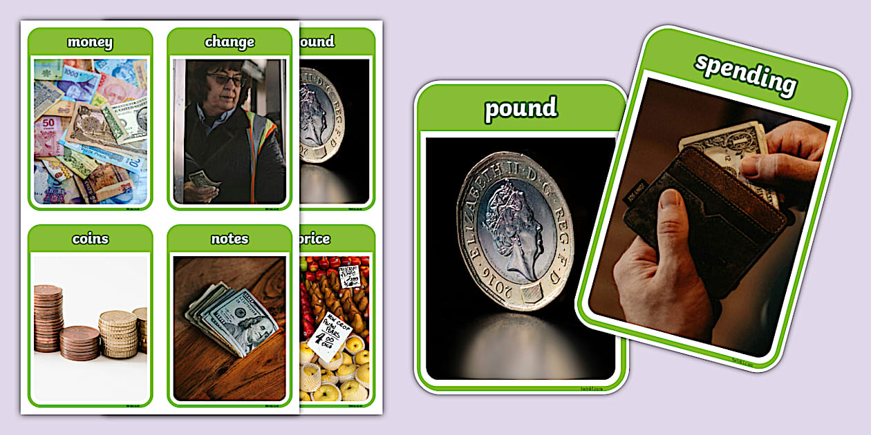 👉 Money Vocabulary Photo Flashcards (teacher made)