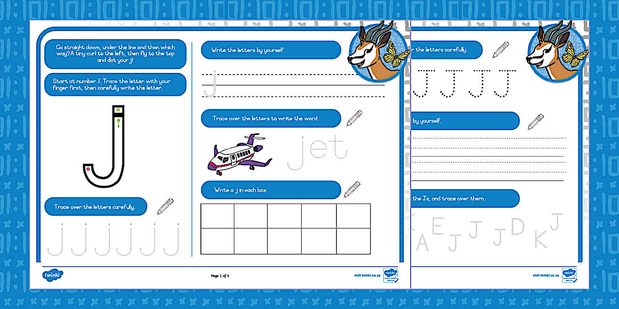 Grade 1 English -Handwriting - Mat: Letter Formation -Jj