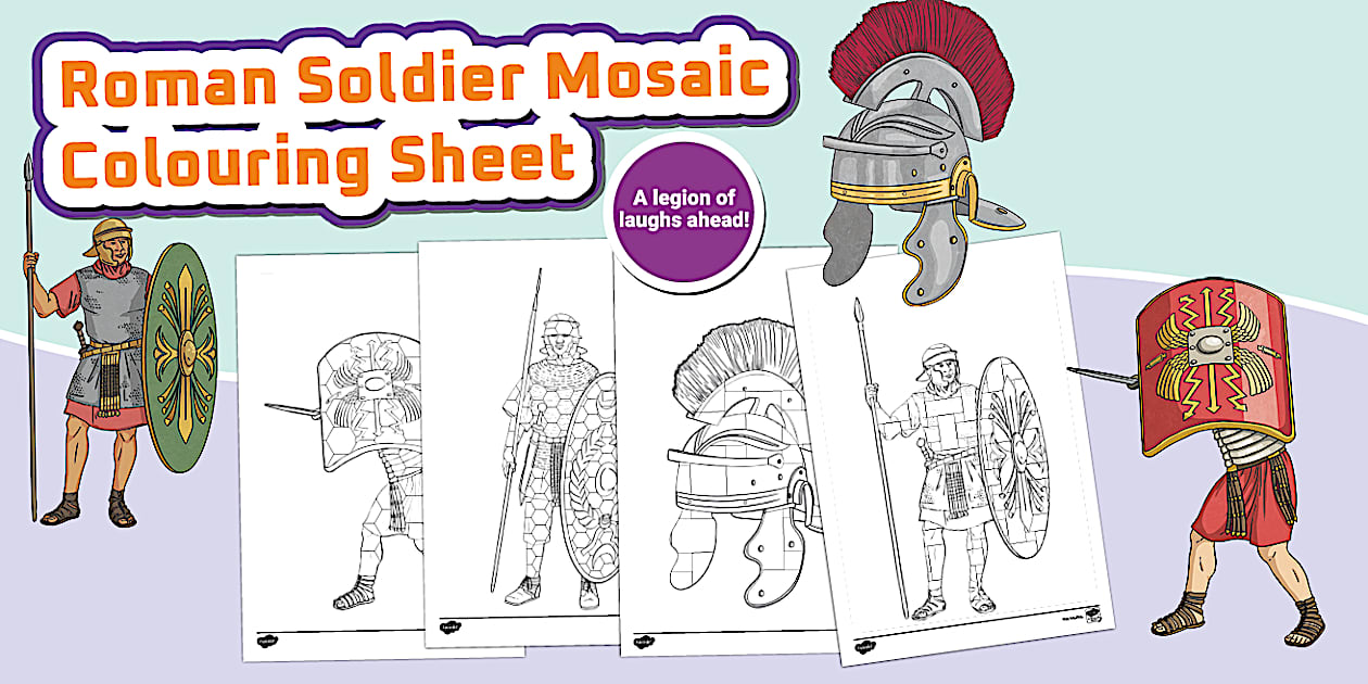 * NEW * Roman Soldier Mosaic Colouring Sheet