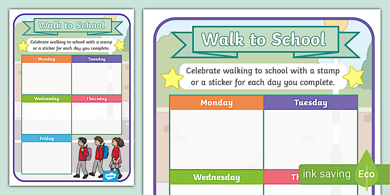 Walk to School Week Stamp Chart - Twinkl