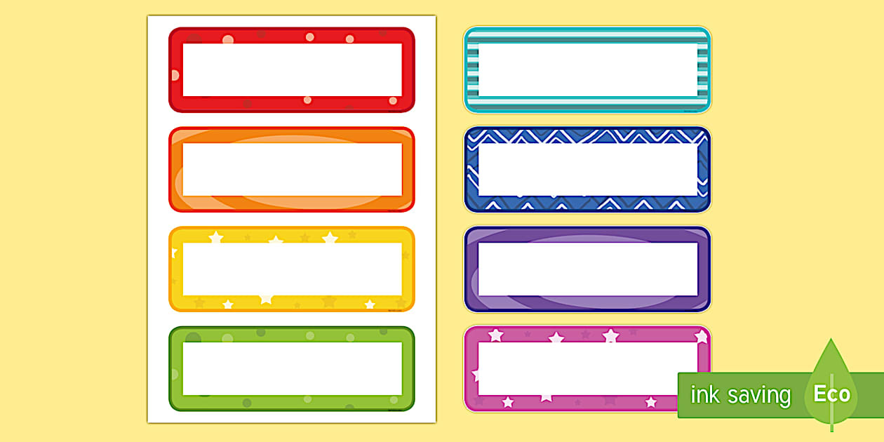 Editable Multicolour Pattern Drawer Peg Name Labels - Twinkl
