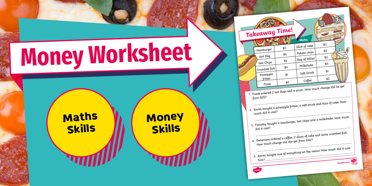 Takeaway Menu Maths Worksheet | Addition and Subtraction