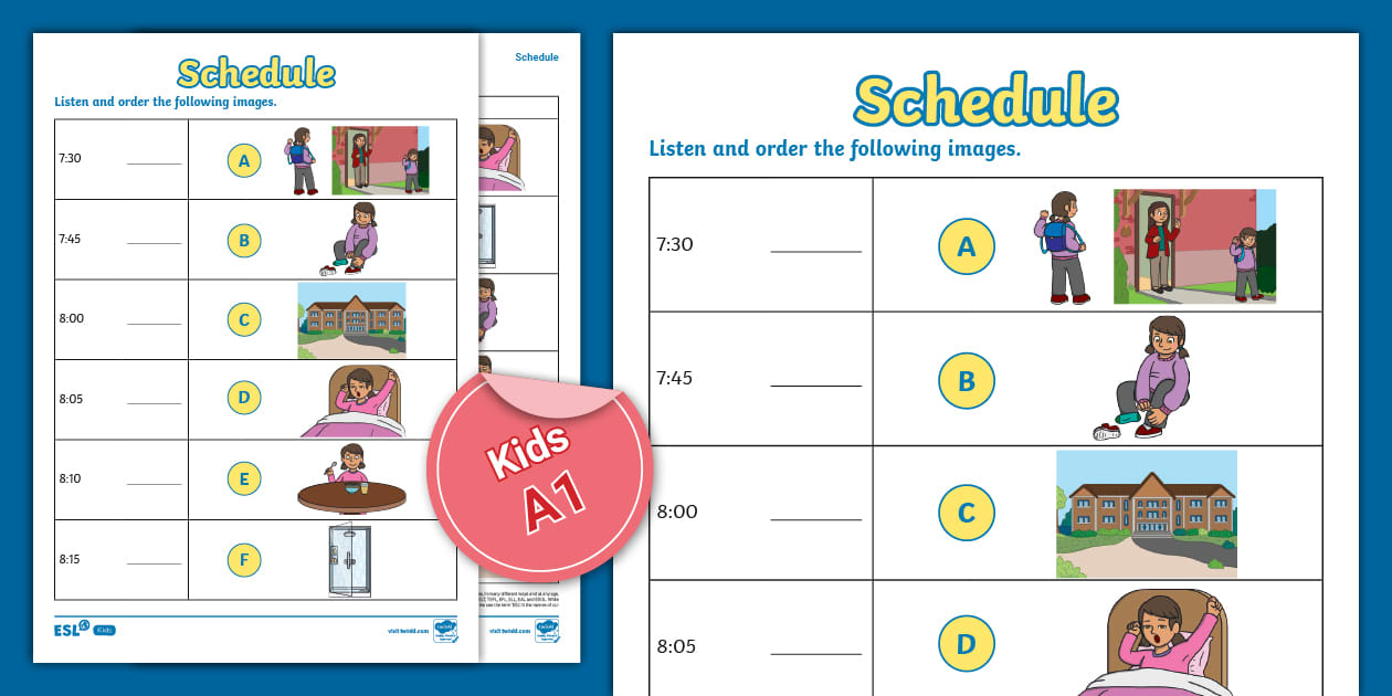 ESL Listen & Order: Schedules Activity (teacher made)