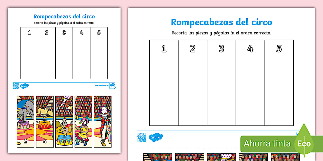 Hoja de actividad: Rompecabezas del circo - Twinkl