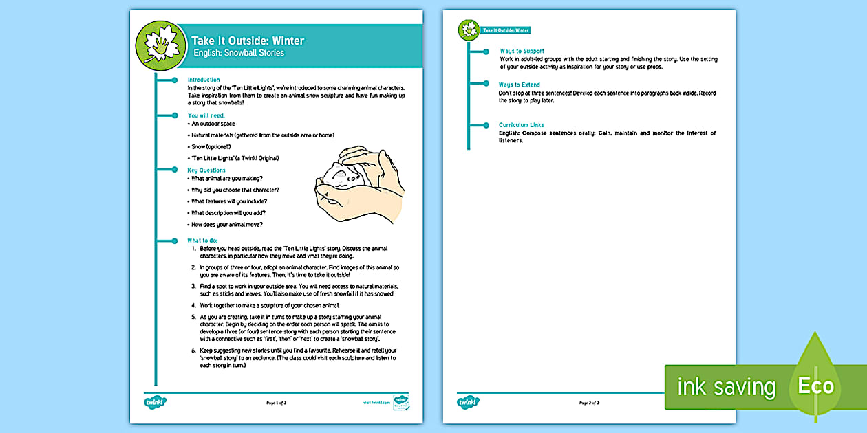 KS1 Take It Outside: Winter- English Snowball Stories Activity