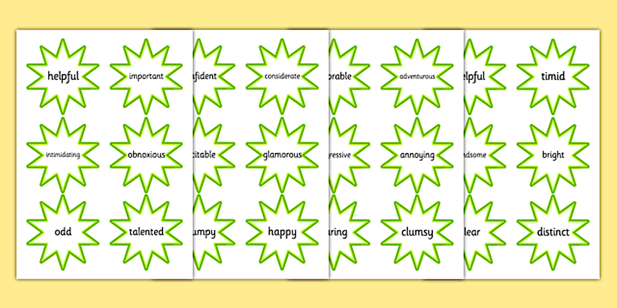 Adjective Cut Out Green Stars